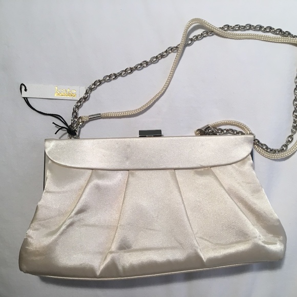 Kate Landry | Bags | Kate Landry Nwt Cream Satin Clutch Shoulder Strap ...